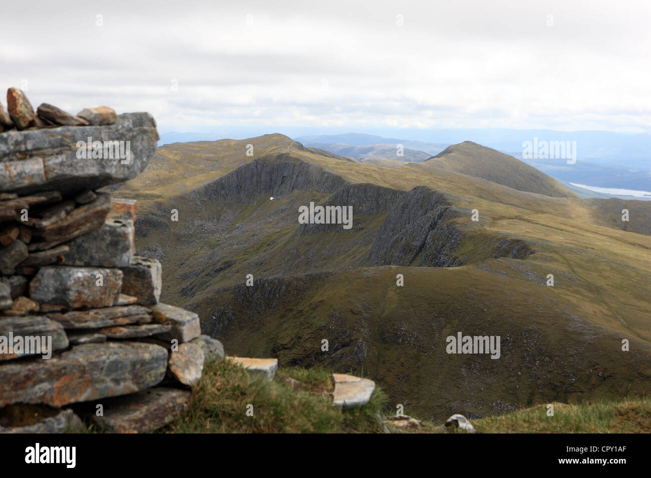 South Glen Shiel ridge looking east from the summit cairn of Maol Chinn ...