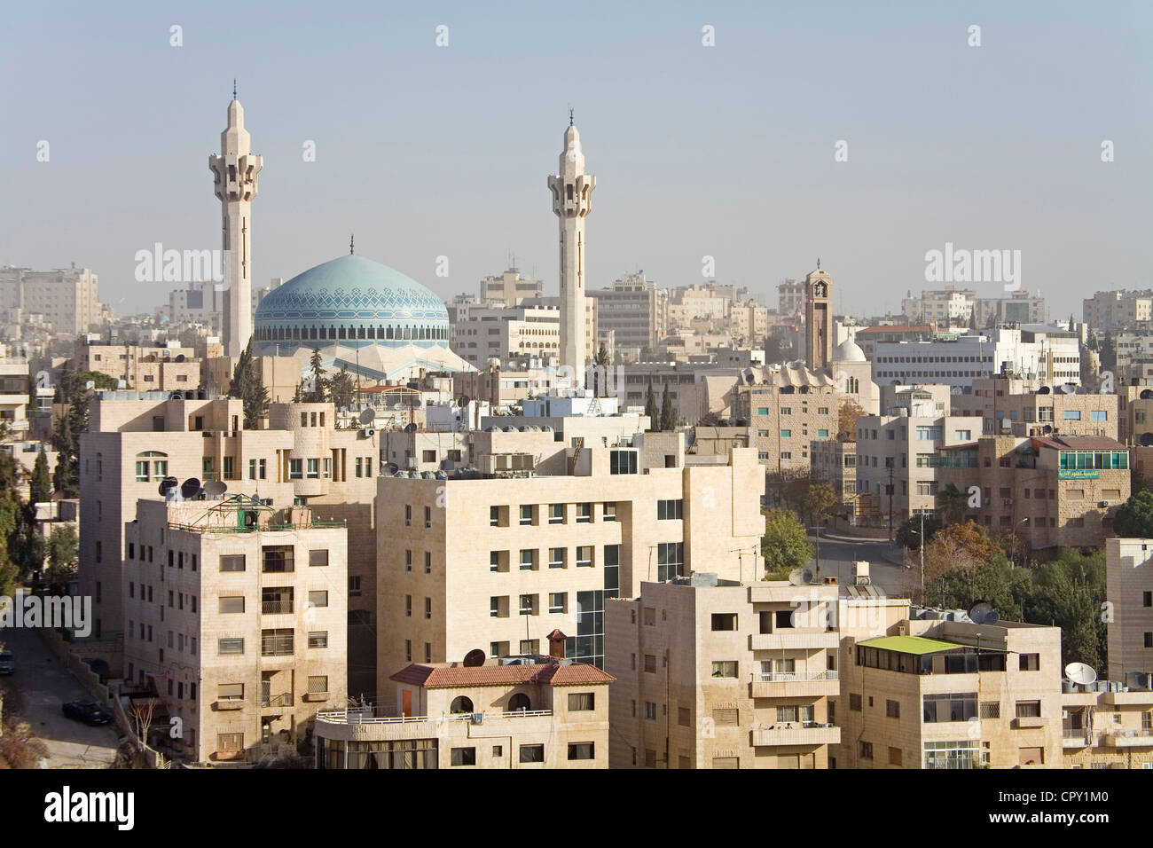 Jordan, Amman, city and King Abdullah Mosque Stock Photo - Alamy