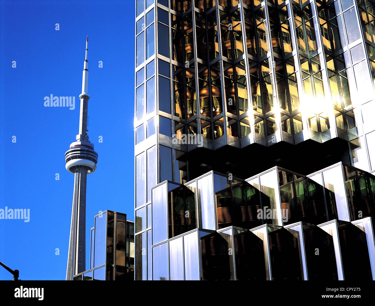 Canada, Ontario, Toronto, CN Tower and new building Stock Photo - Alamy