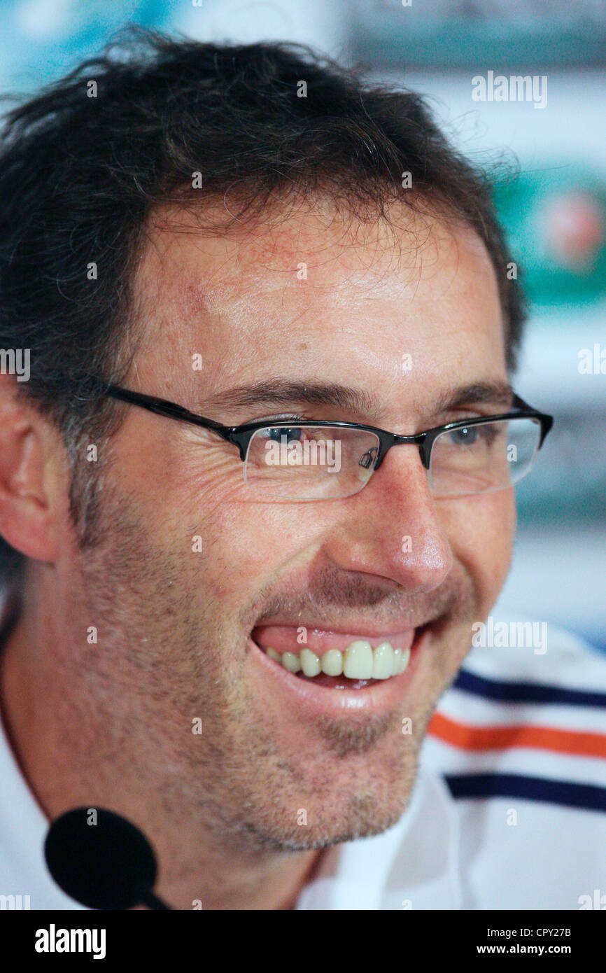 France Manager, Laurent Blanc speaks during a press conference prior to ...