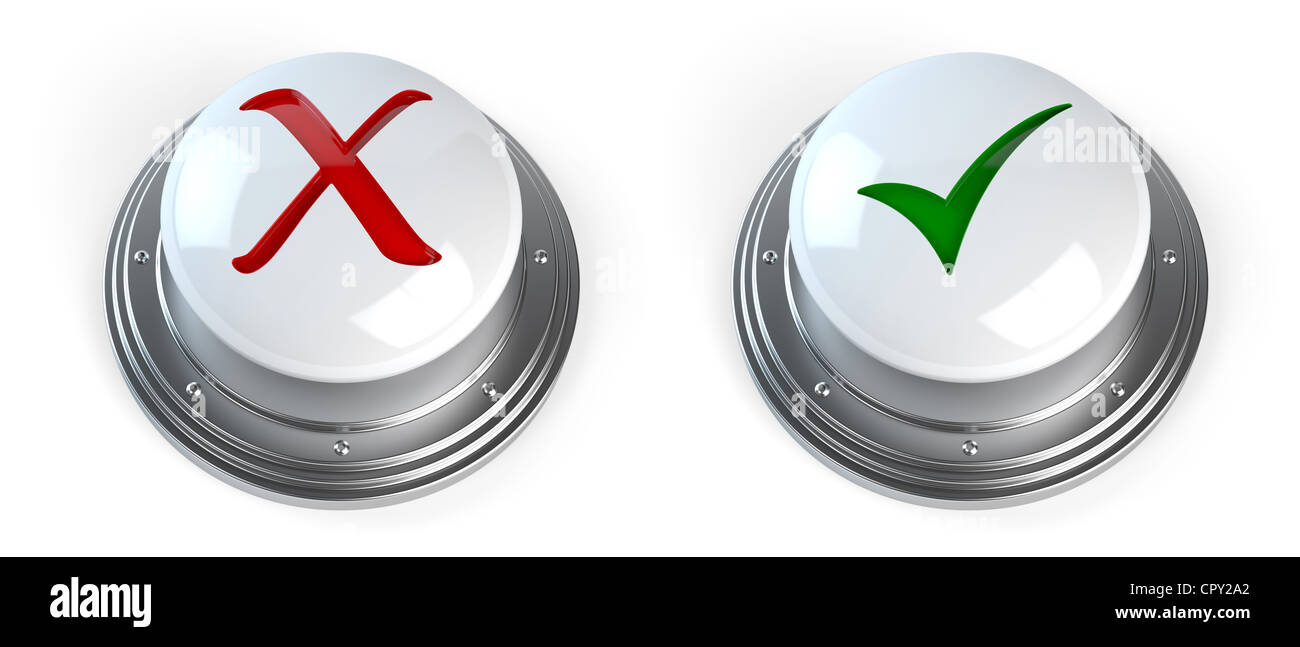 3d render of check mark buttons Stock Photo - Alamy
