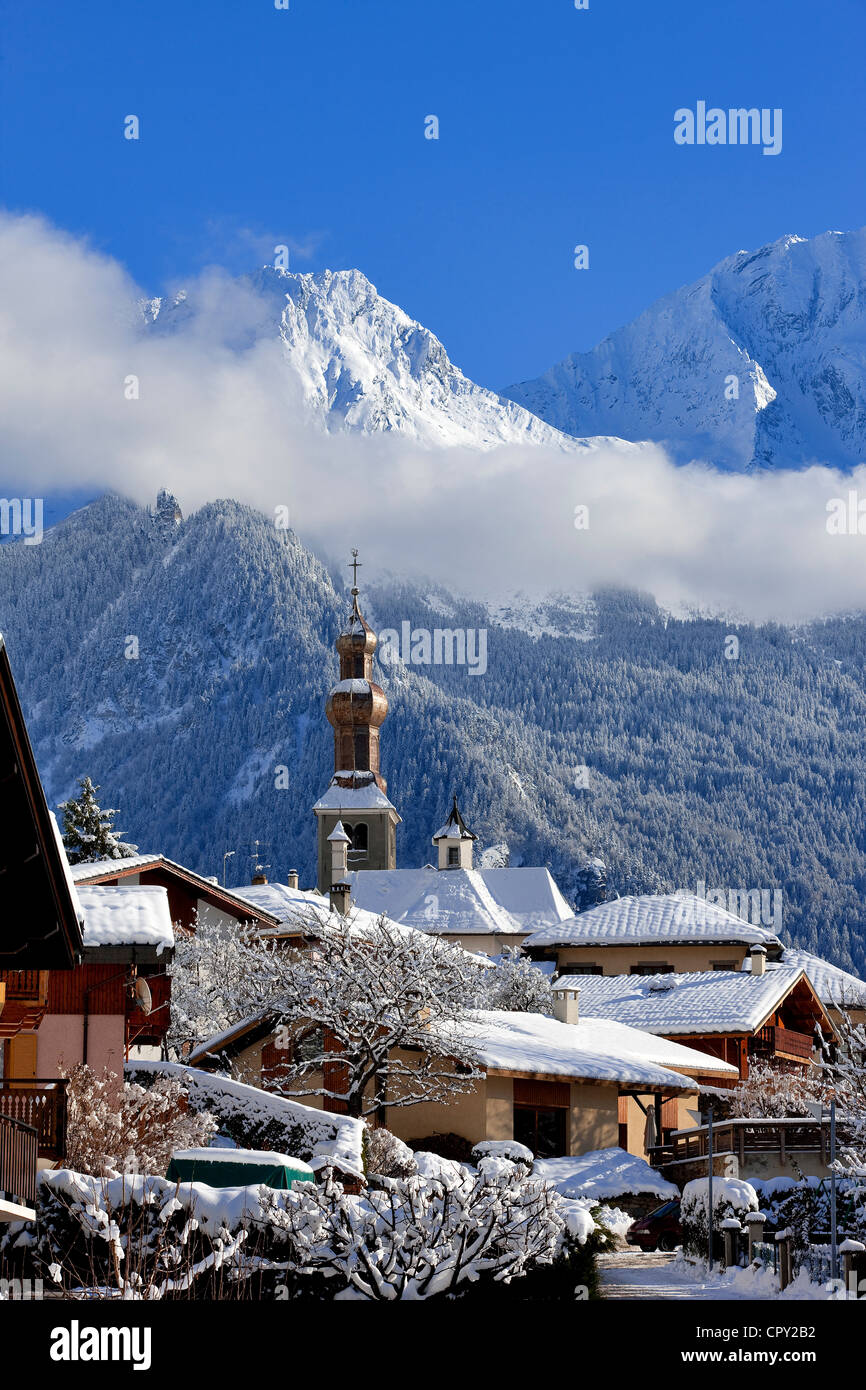 France, Savoie, Bozel, Tarentaise Valley, Massif de la Vanoise, view on ...