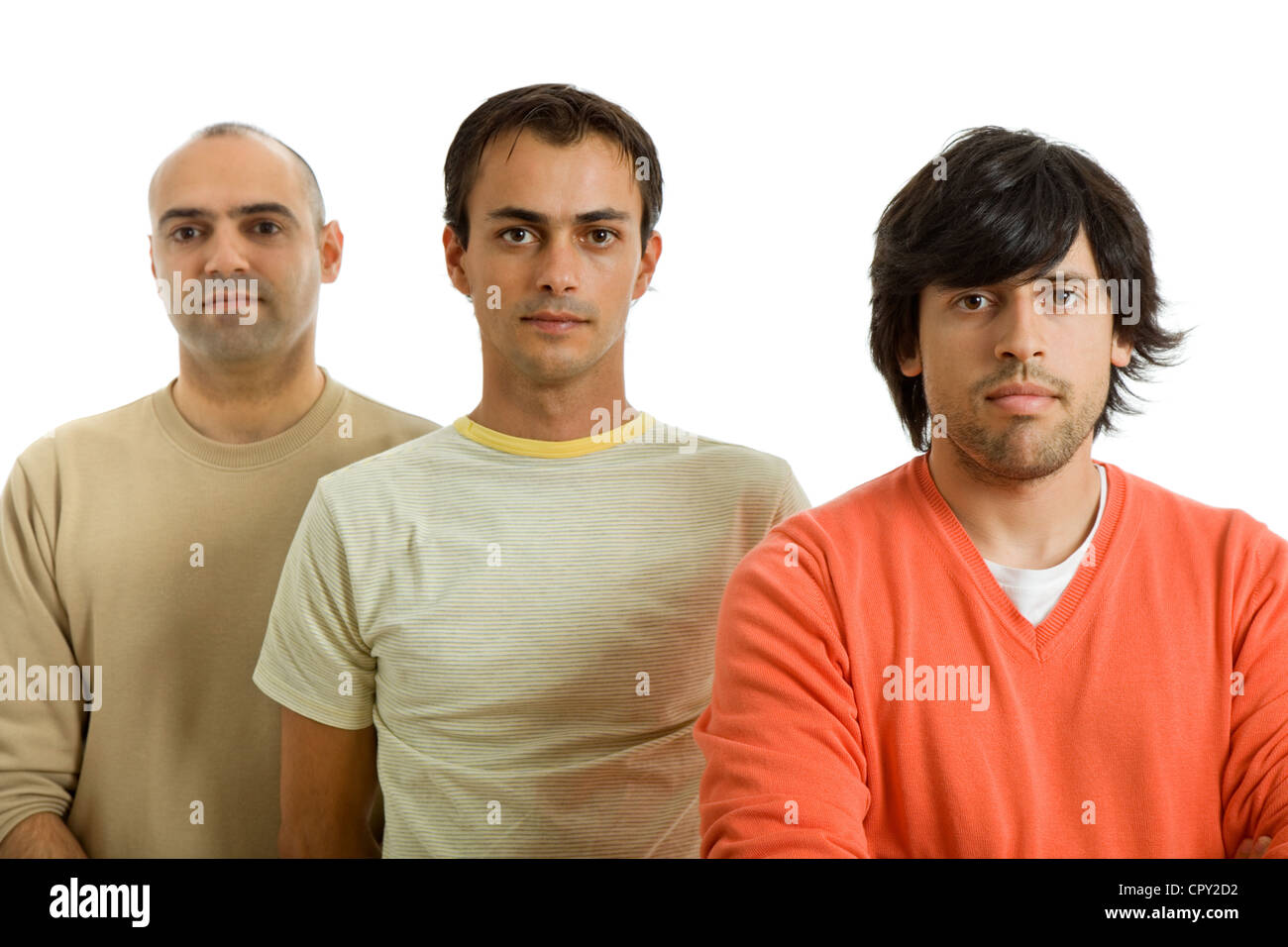 three casual men isolated on white background Stock Photo - Alamy