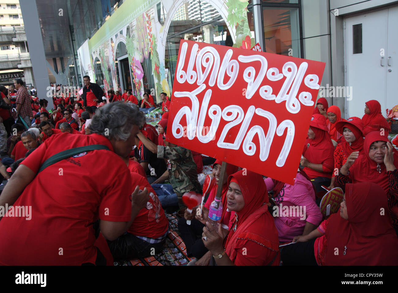 Red Shirt protester during a demonstration to mark the second ...