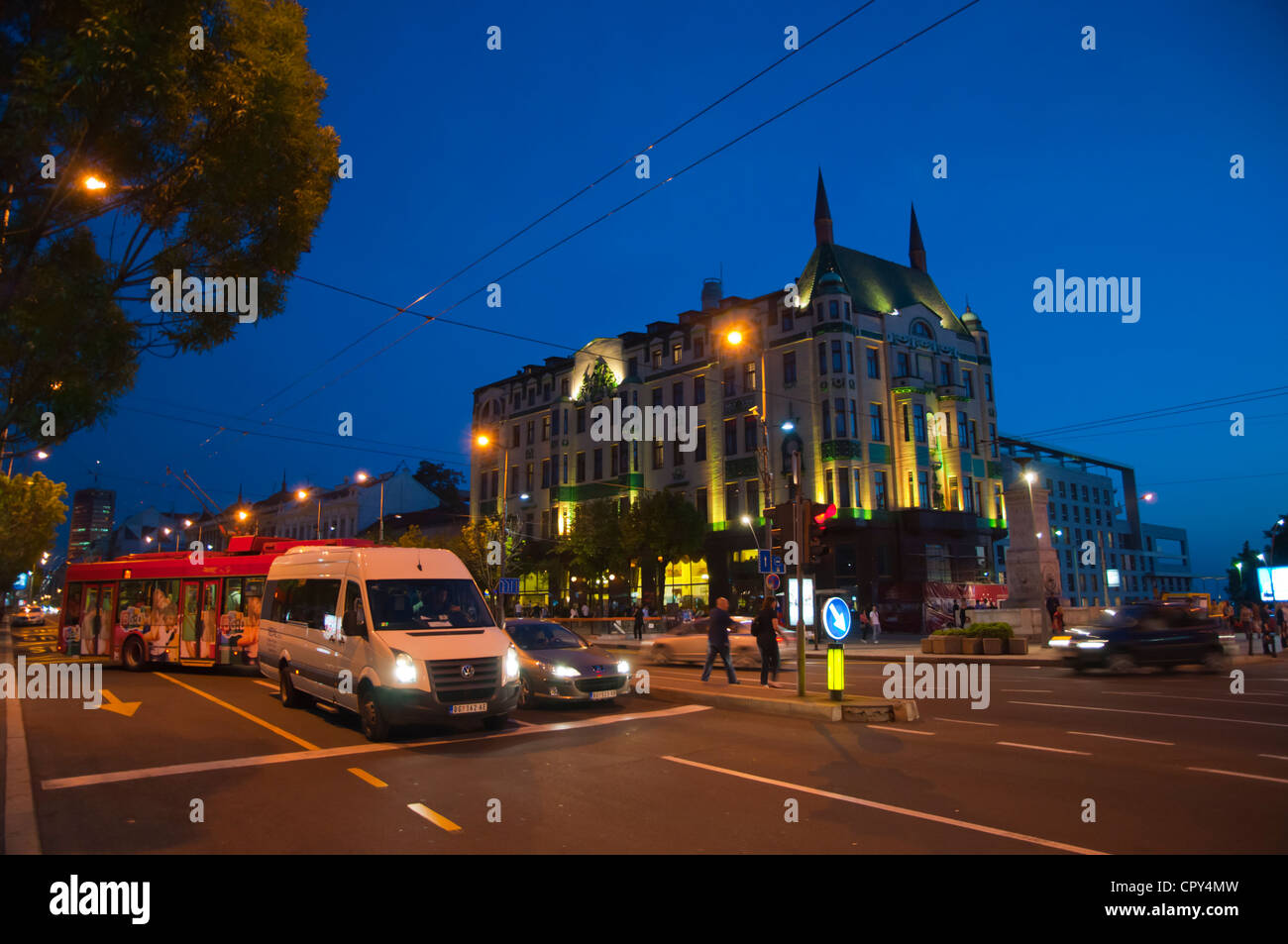 Terazije square at night central Belgrade Serbia Europe Stock Photo - Alamy