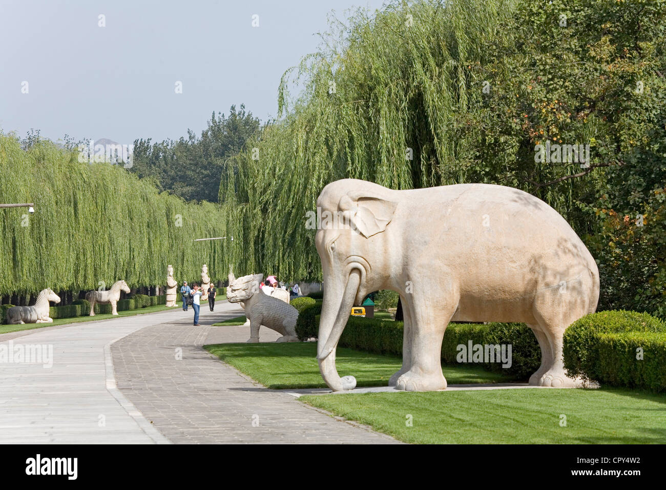 China, Changling, statues lining the sacred way in the thirteen ...