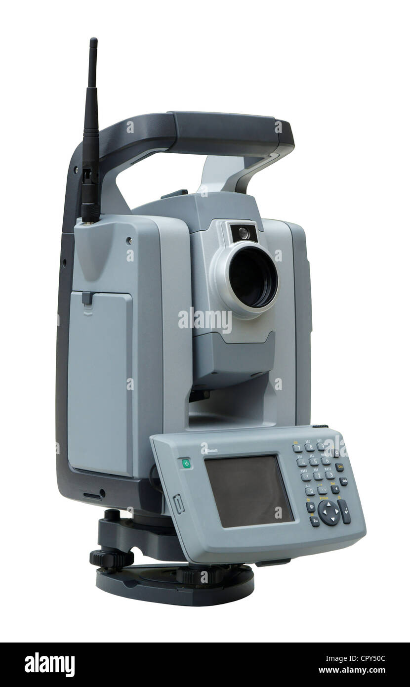 Geodetic angle and distance measuring instrument total station Stock ...