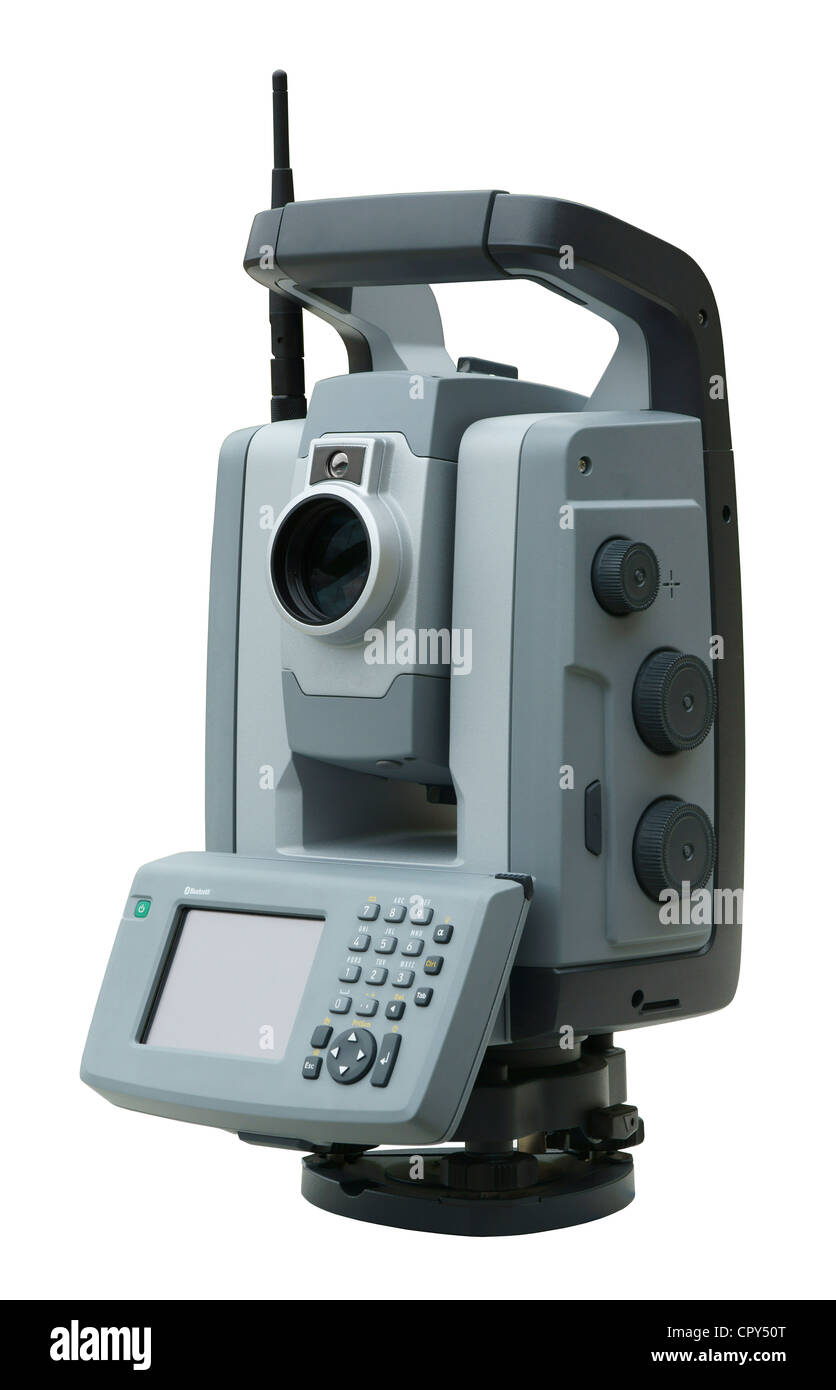Geodetic angle and distance measuring instrument total station Stock ...