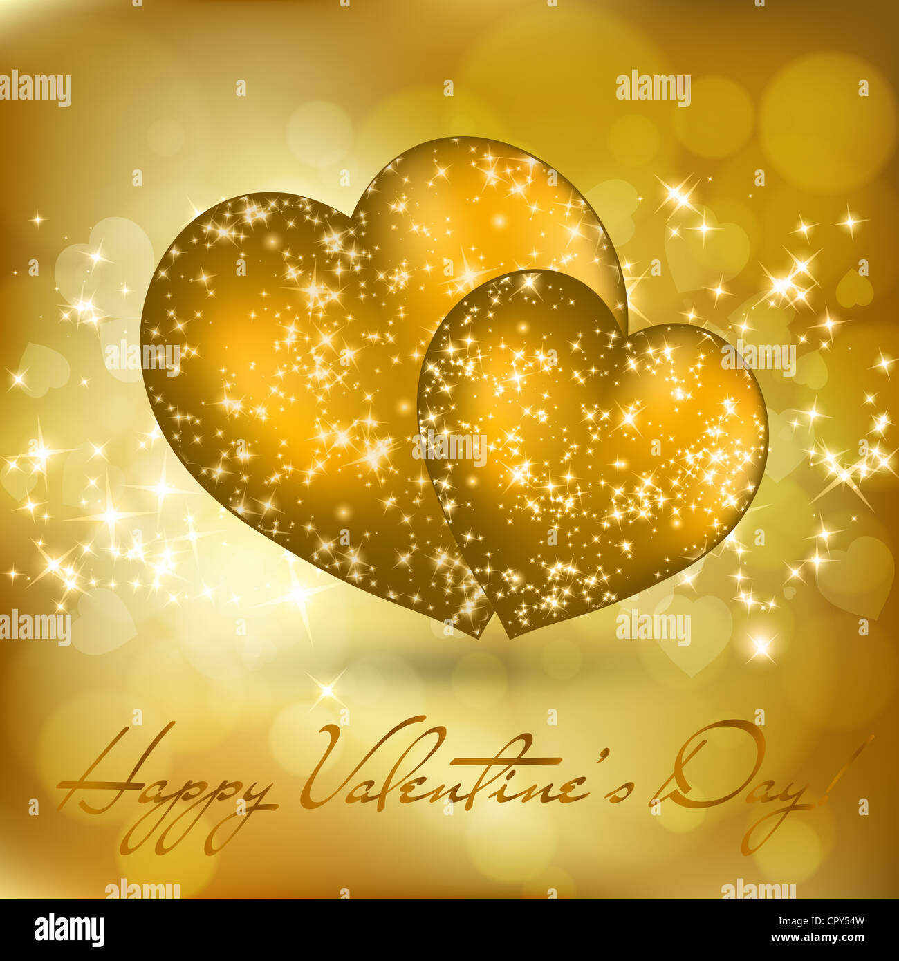 Two Gold Hearts In Love
