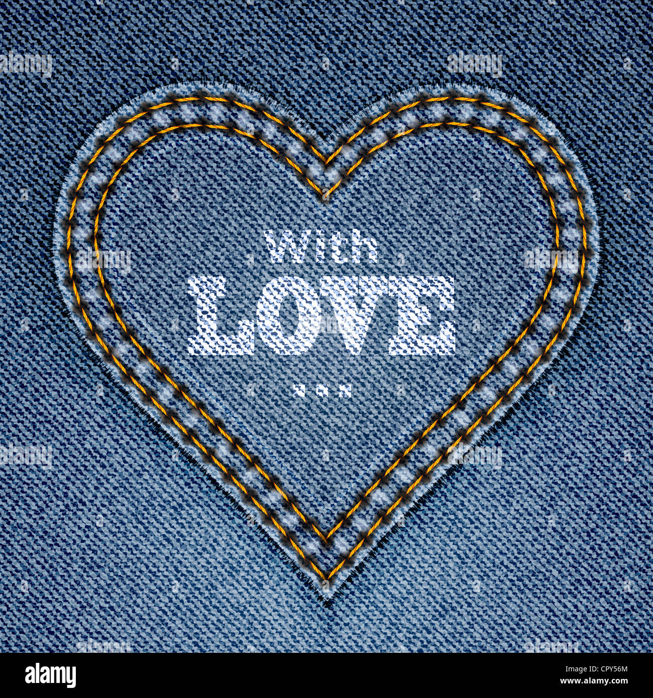Abstract blue jeans heart on denim background. Valentine's day greeting ...