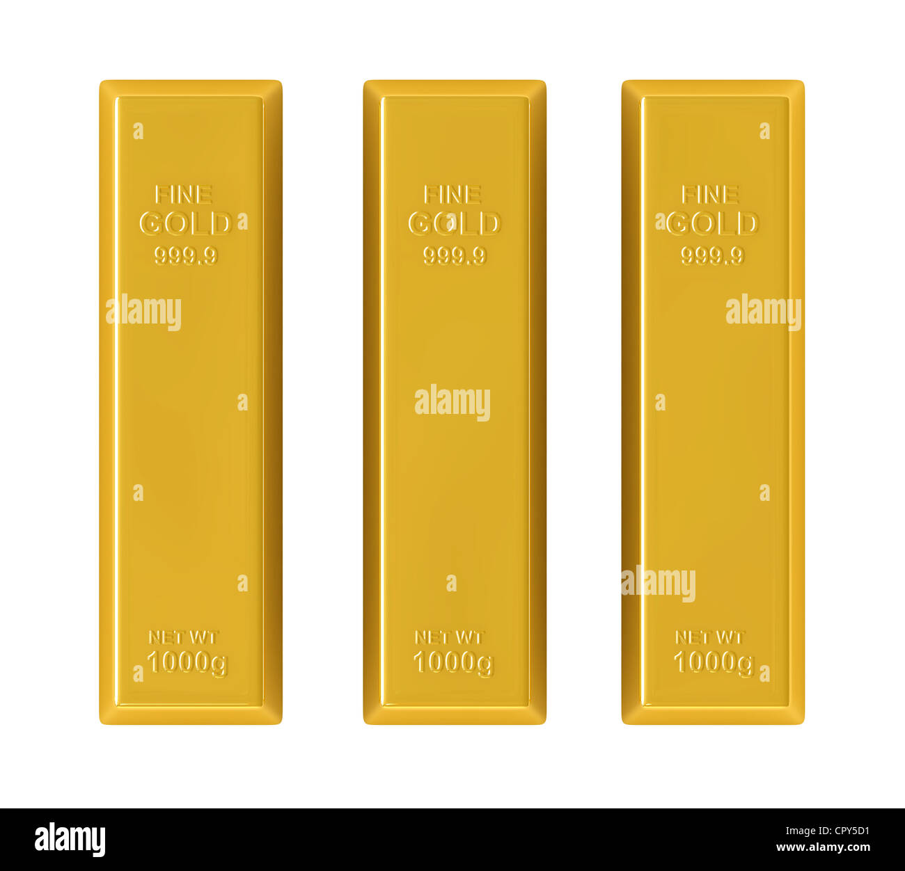 Gold bullions isolated on white background Stock Photo - Alamy