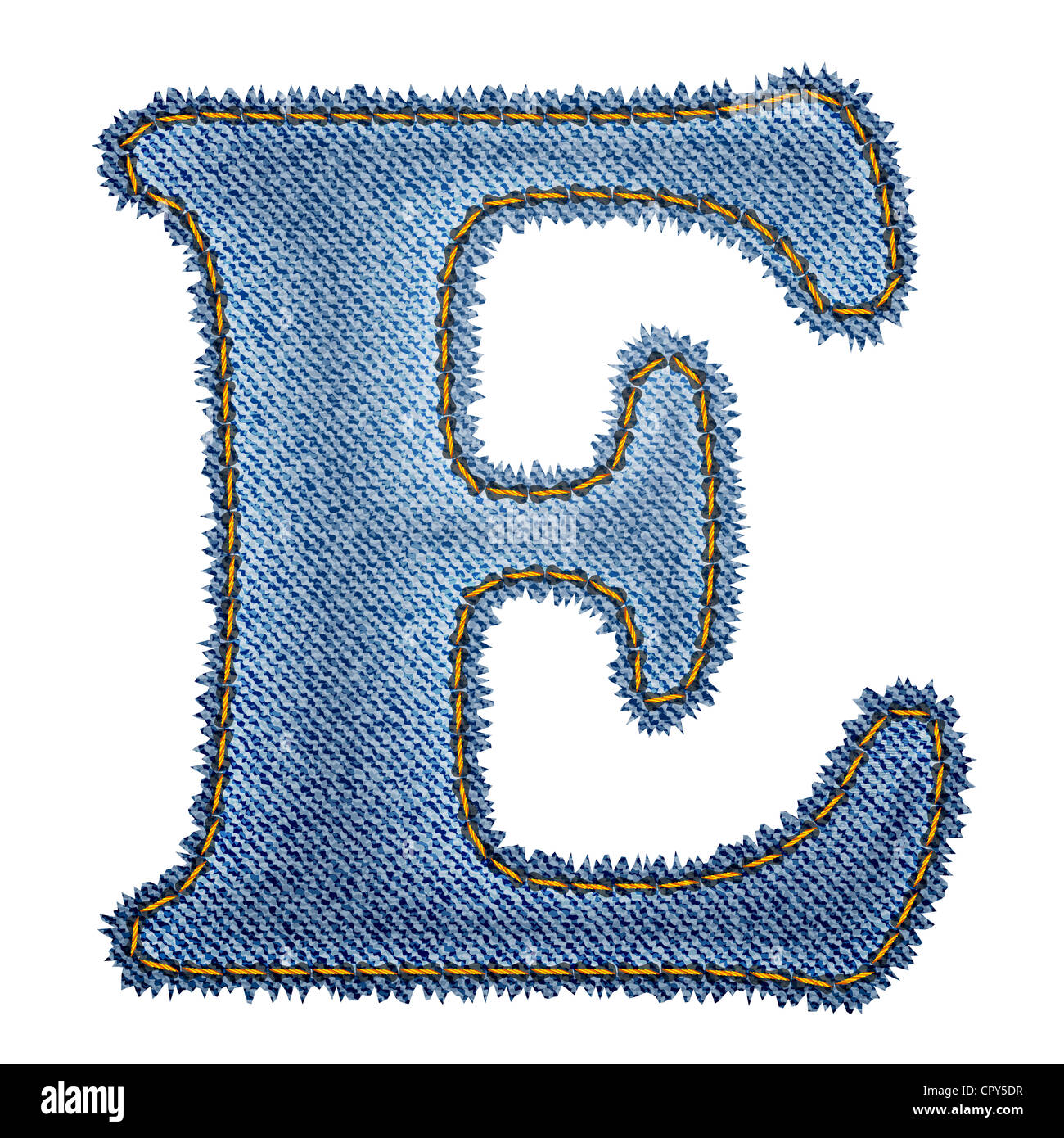 Jeans alphabet. Denim letter E Stock Photo - Alamy