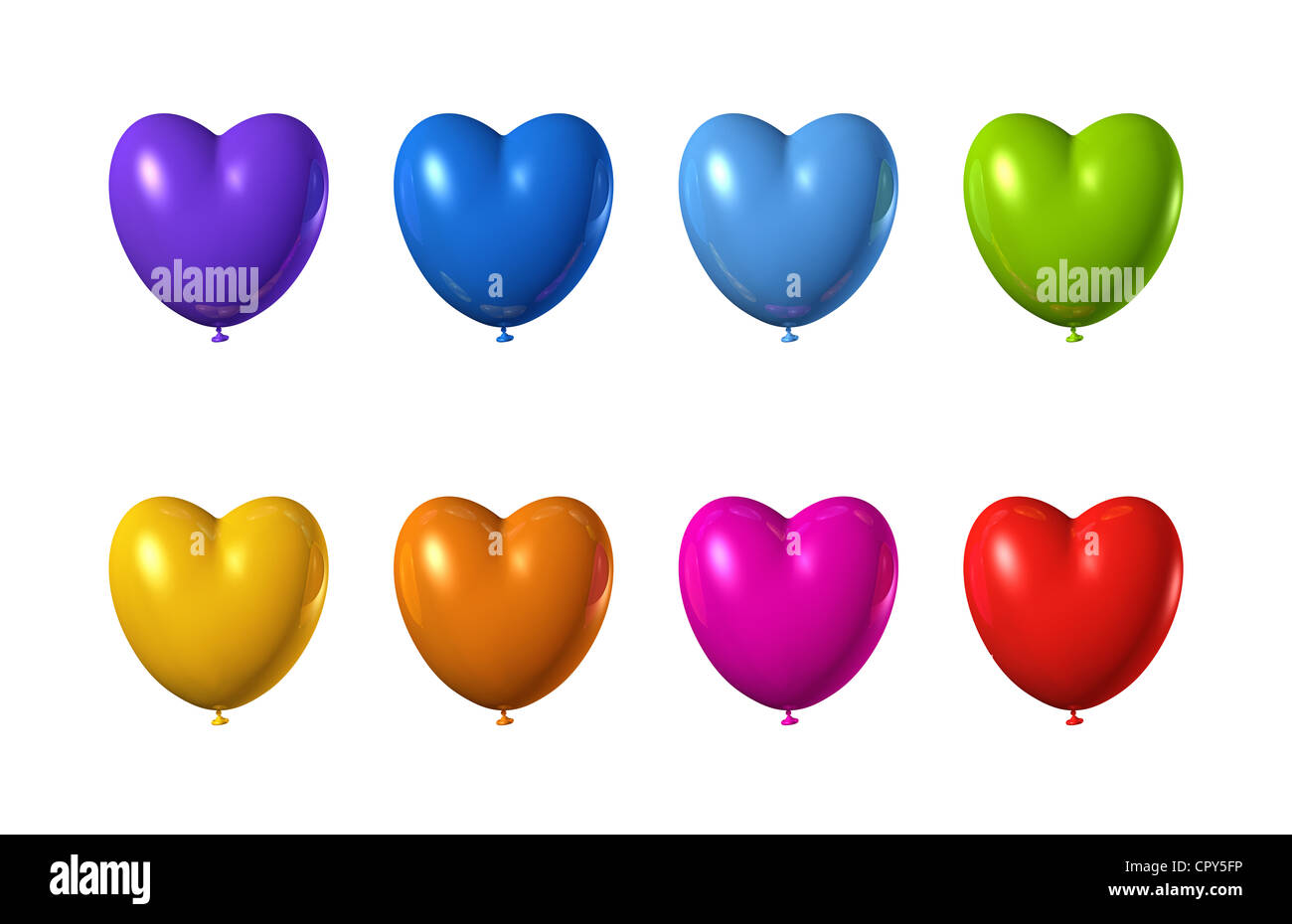 3D colored heart shape balloons set isolated on white Stock Photo - Alamy