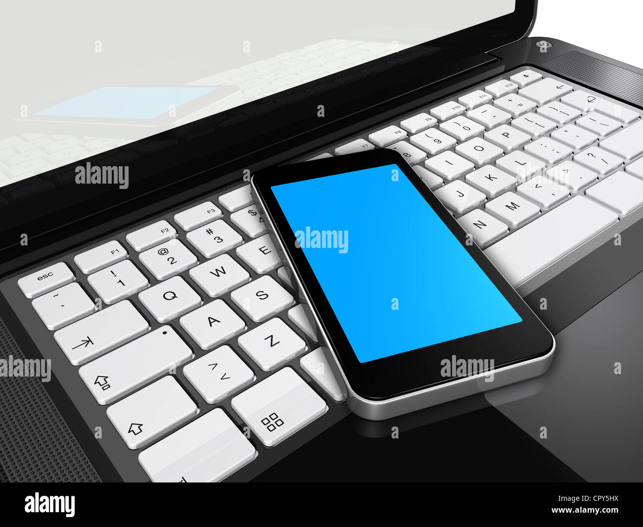 3D mobile phone on a laptop computer Stock Photo - Alamy