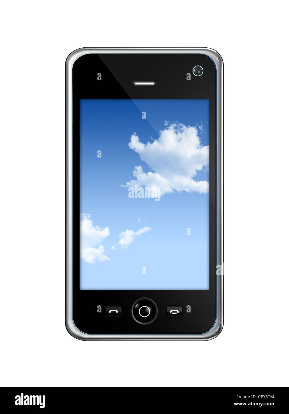 three dimensional mobile phone isolated on white with clipping path ...