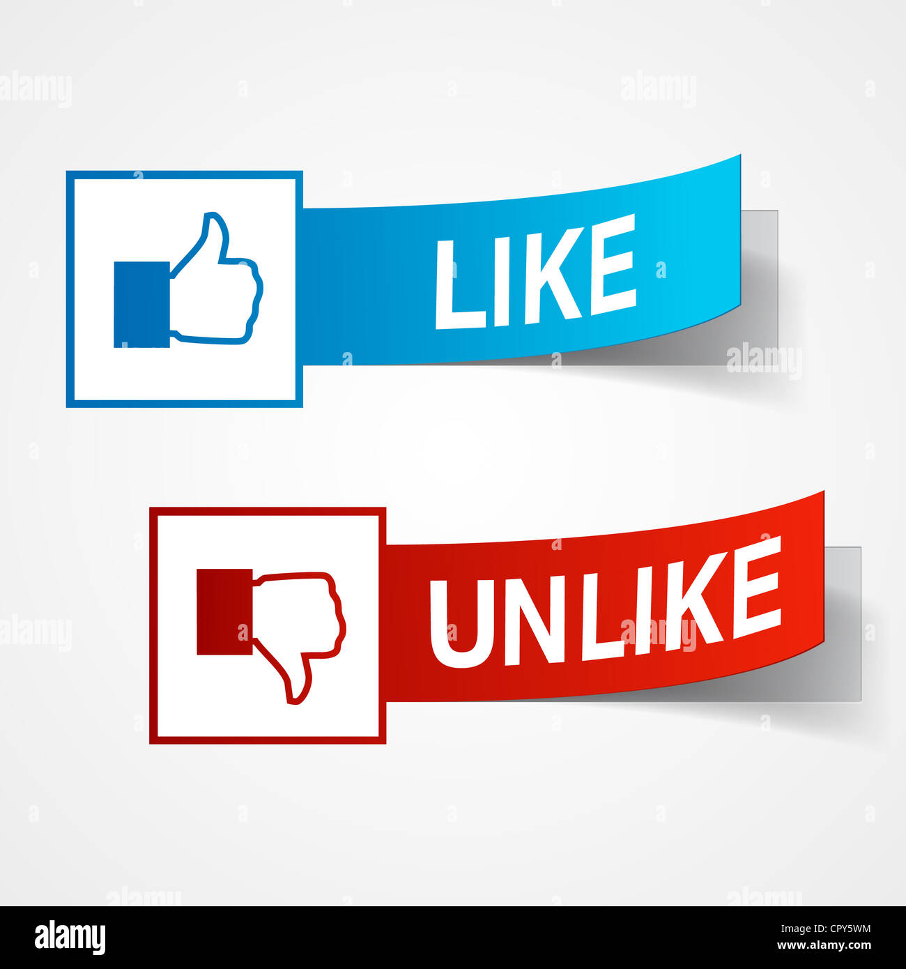 Like and unlike symbols. Thumb up and thumb down signs Stock Photo - Alamy