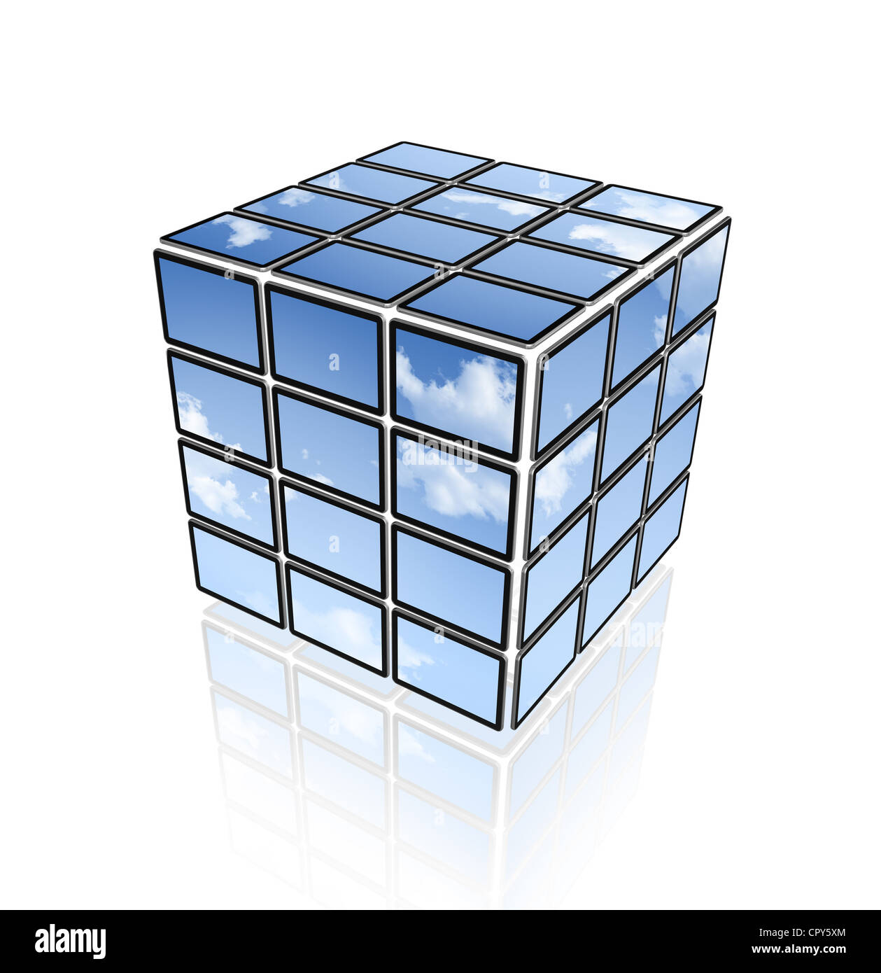 3D video cube made of screens Stock Photo - Alamy