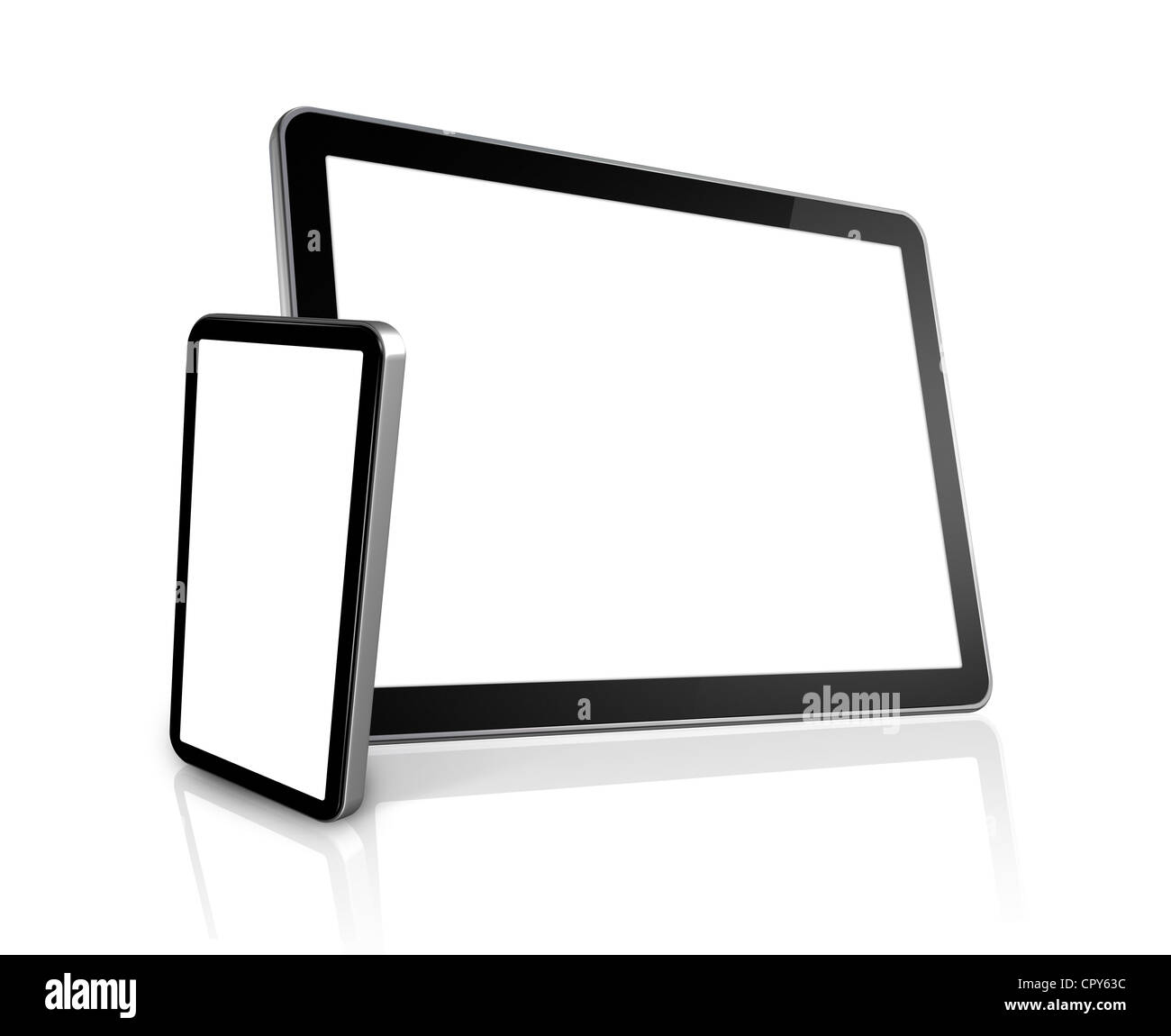 3D mobile phone and digital tablet pc computer isolated on white Stock ...