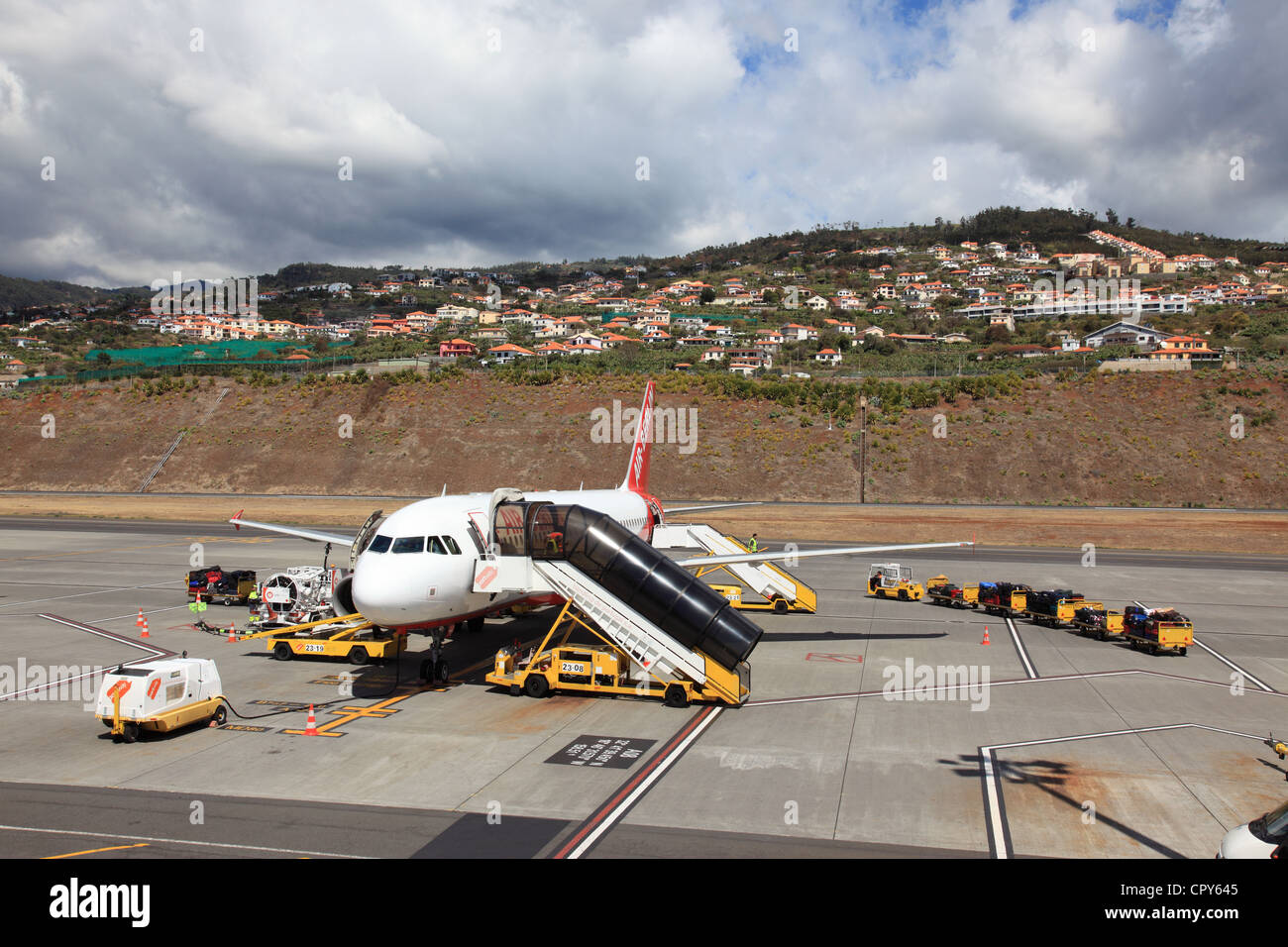 Air Berlin aircraft at Funchal Airport FNC, Madeira, Portugal, Europe ...