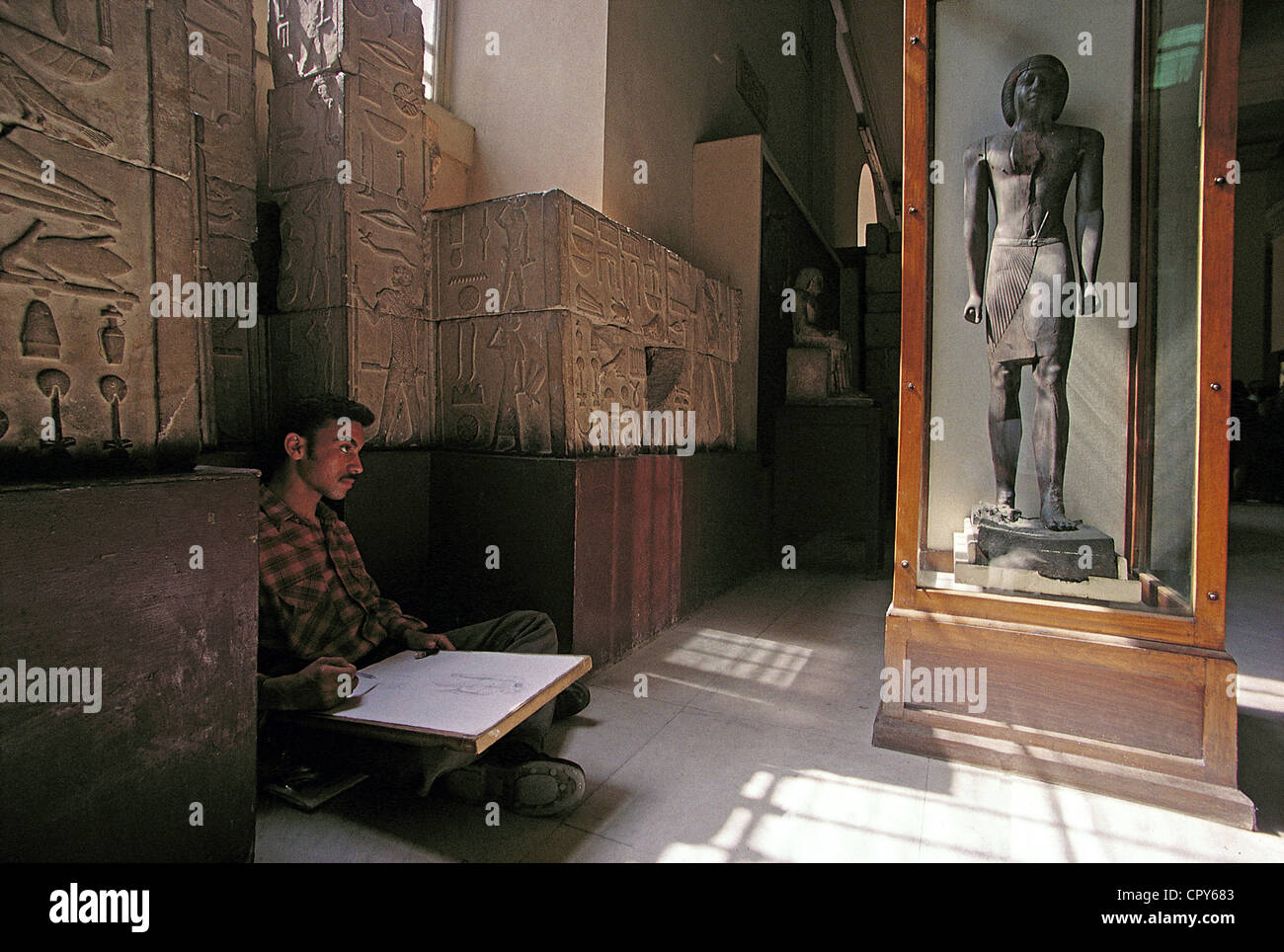 Egypt, Cairo, old town UNESCO World Heritage, student drawing in the ...