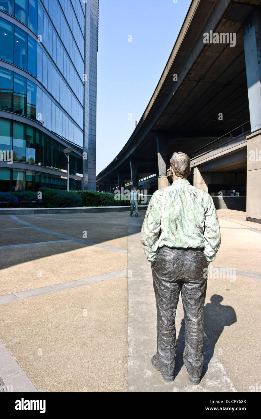 "Standing Man" and "Walking Man" painted bronze sculptures statues by ...