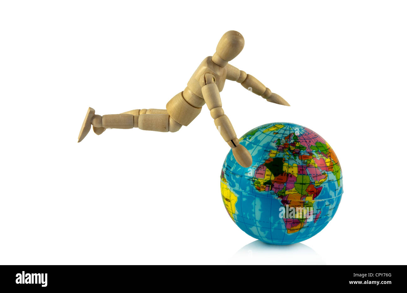 wooden puppet fly around the world Stock Photo - Alamy