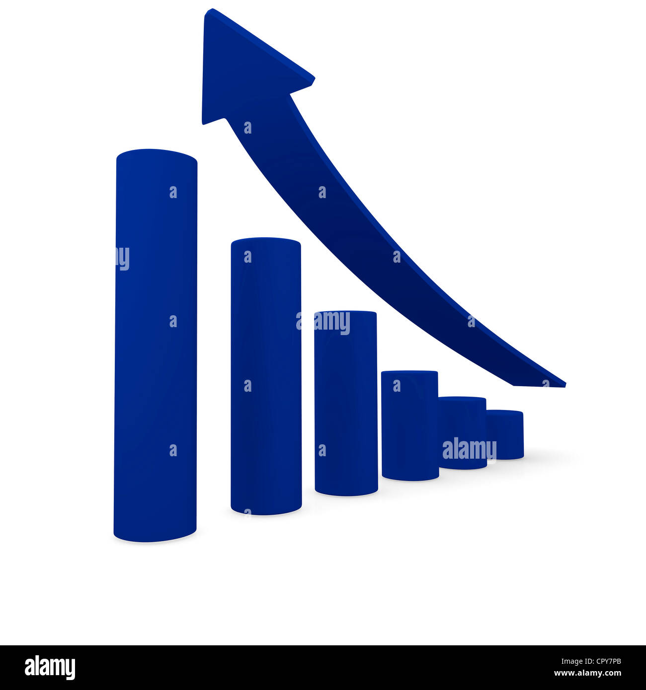 Blue bars with an upswing arrow, 3d image Stock Photo - Alamy
