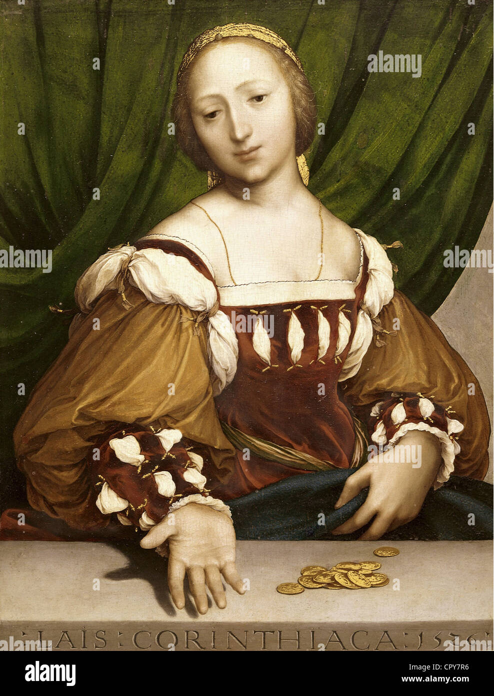 Lais of Corinth, Greek hetaera, 5th century BC, half length, painting ...