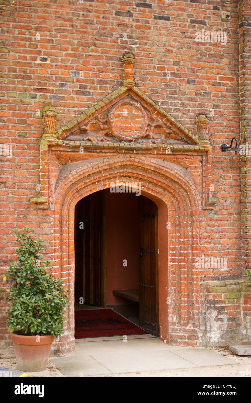 Brick entrance door of Eastbury Manor, Tudor mansion house in Barking ...