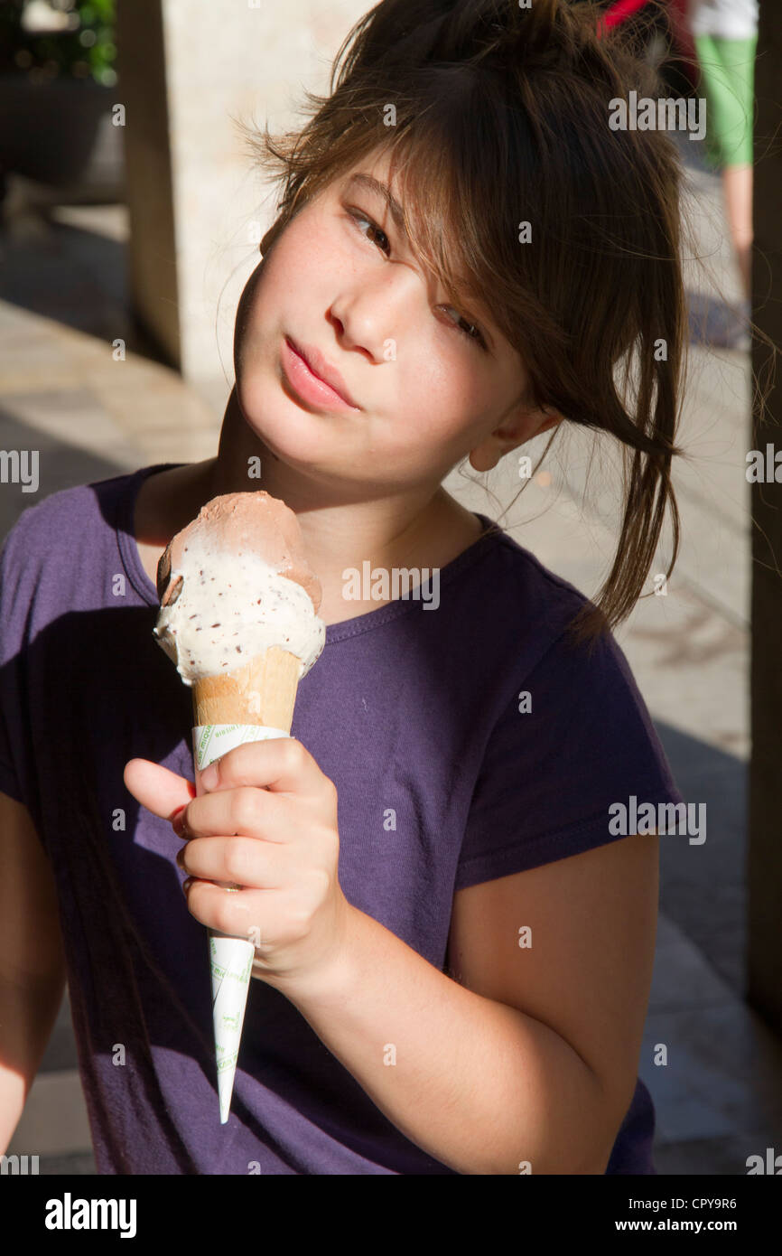 Girl "ice cream" gelato portrait Stock Photo - Alamy