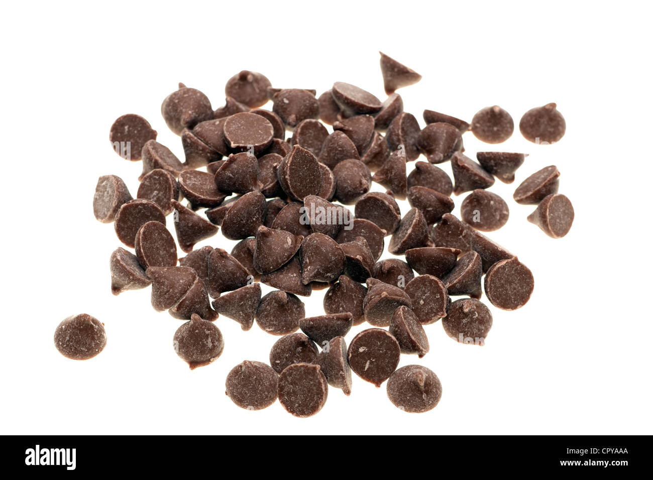Pile of milk chocolate chips topping for cakes and buns Stock Photo - Alamy