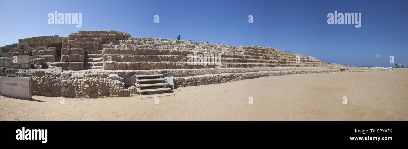Panoramic view of the seating at the Roman hippodrome built by Herod ...