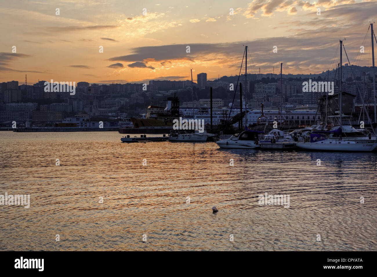 Genoa at Sunset, Liguria, Italy Stock Photo - Alamy