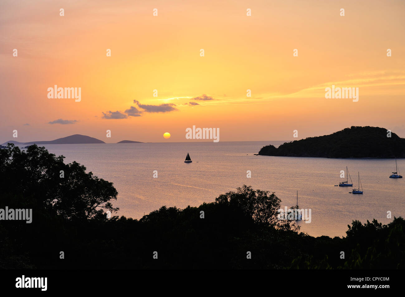 Sunset over Maho Bay, St. John USVI Stock Photo - Alamy