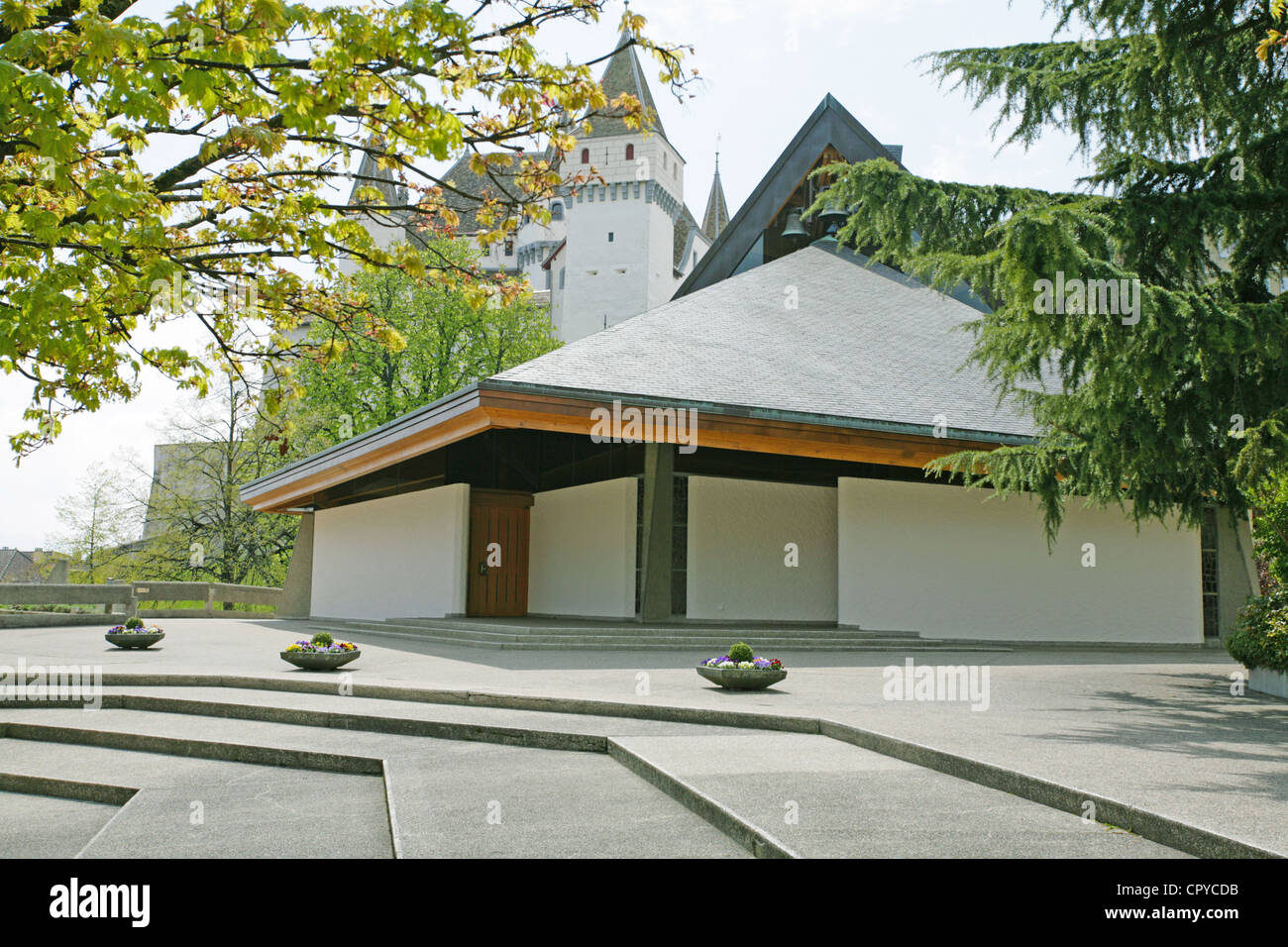 Exterior of modern european church with contemporary architecture Stock ...