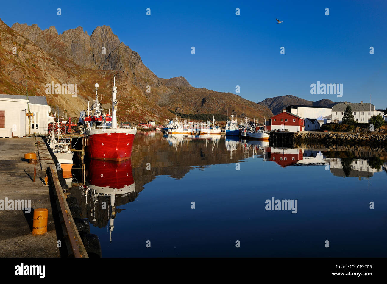 Norway, Nordland County, Lofoten Islands, Vestvagoy Island, Ballstad ...