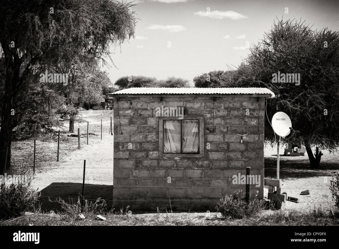 African shack with a Sky dish Stock Photo - Alamy
