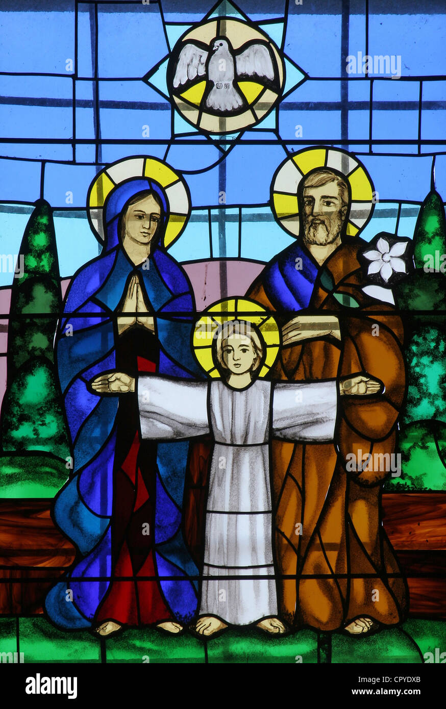 Holy Family, Stained glass Stock Photo - Alamy
