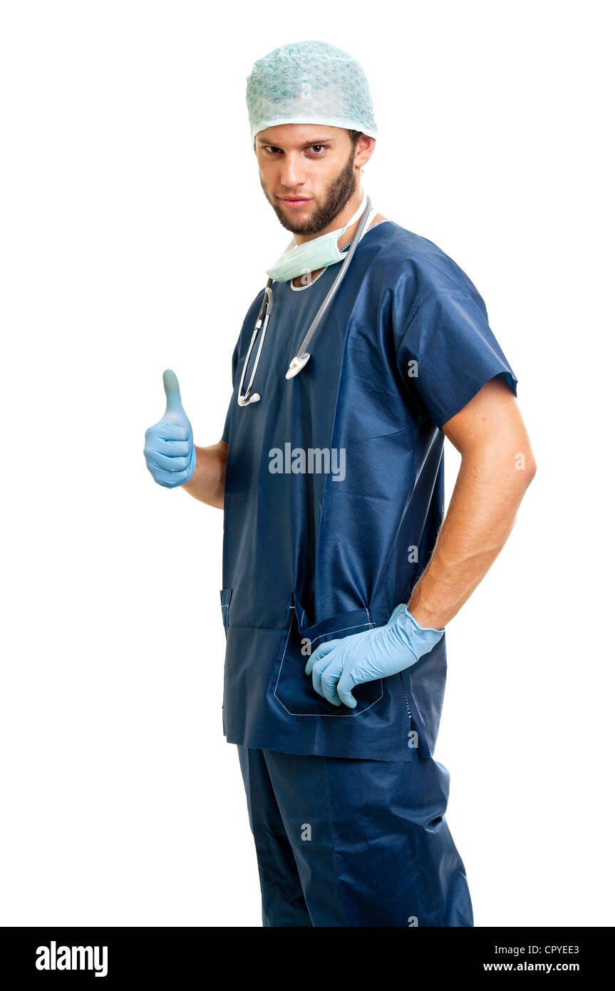 Doctor isolated against a white background Stock Photo - Alamy