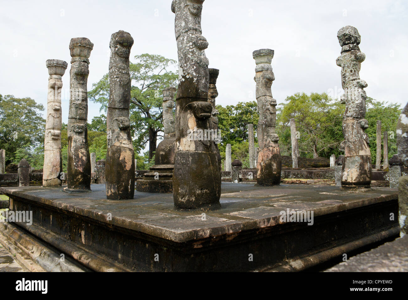 Ruins of Nissamka-Lata Mandapa in Dalada Maluva Quadrangle, Polonnaruwa ...