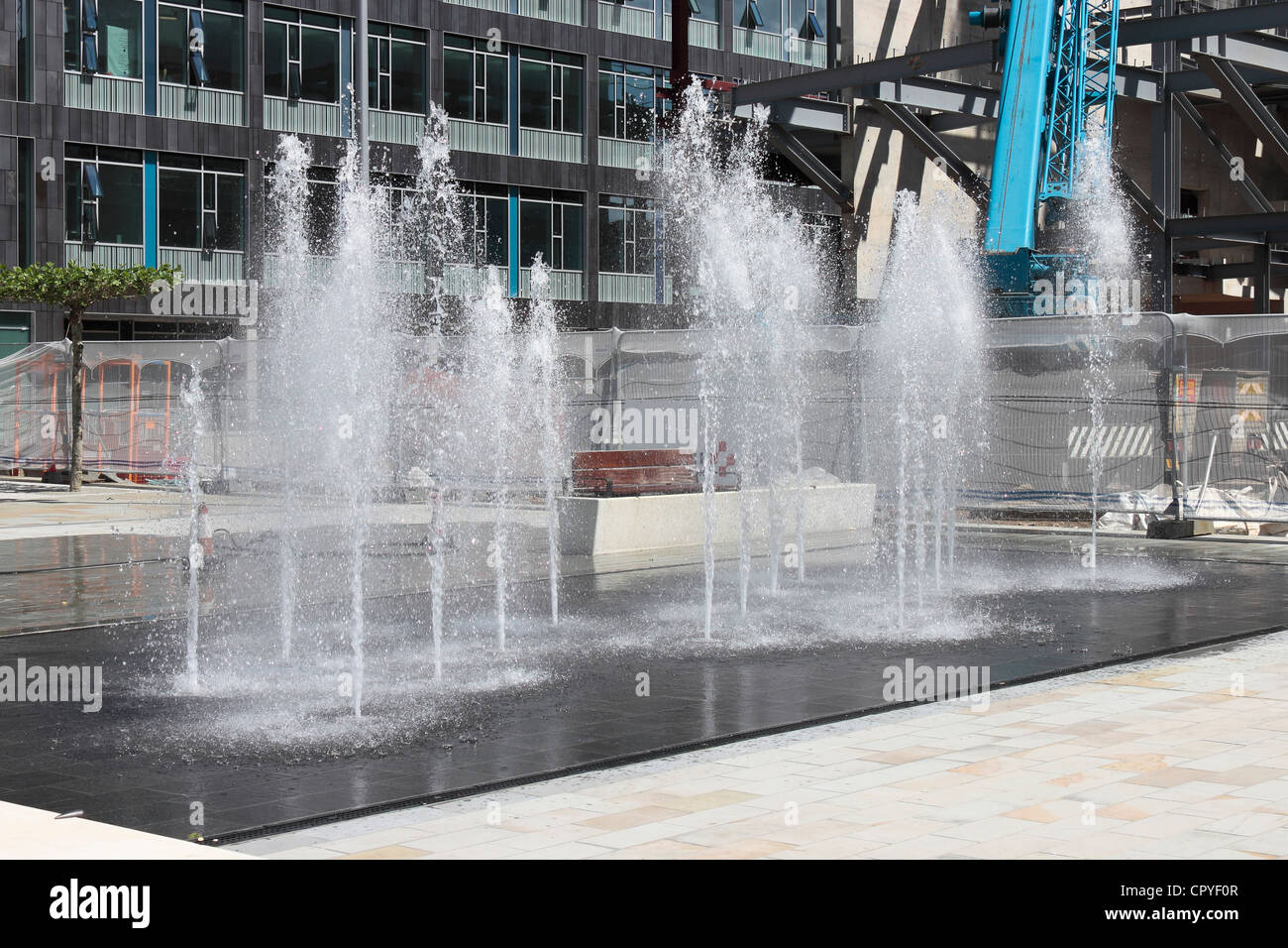 Street water feature newly installed at the new Sir Nigel Gresley Civic ...