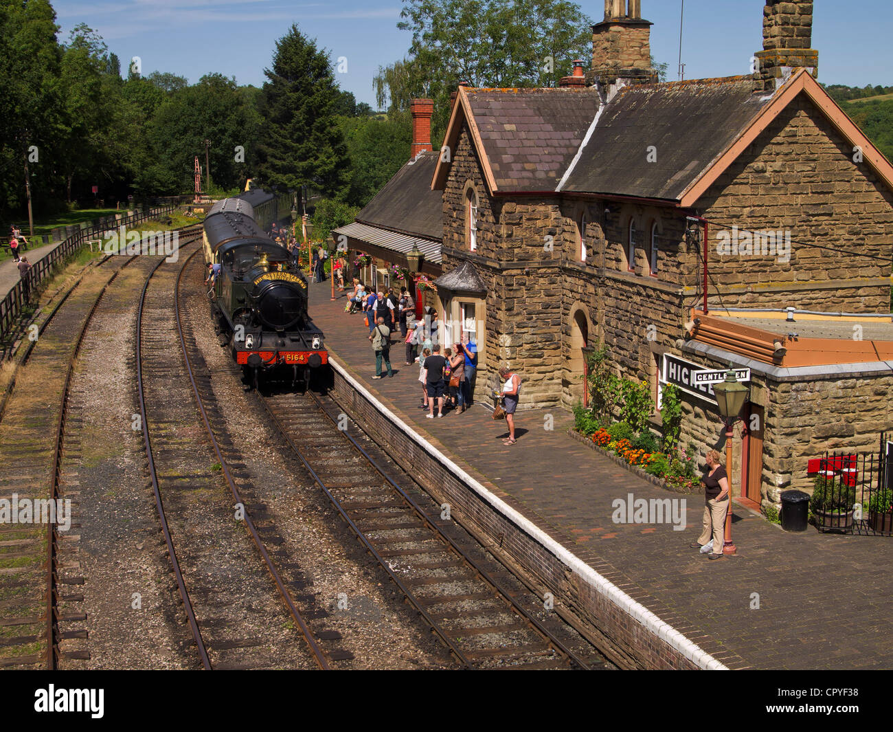 railway with train Stock Photo - Alamy