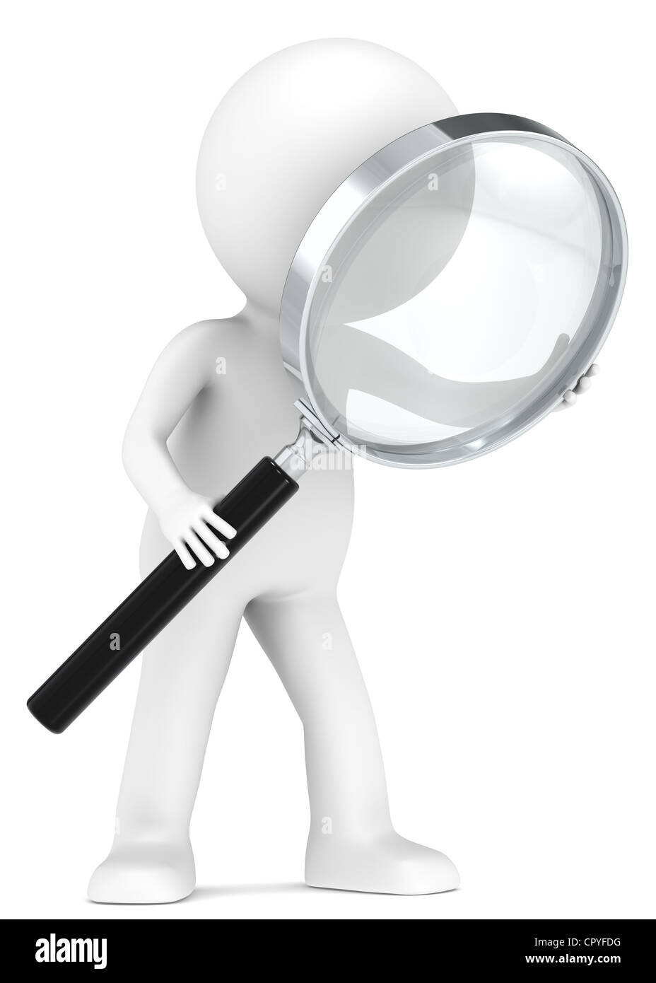 3D little human character with a Magnifying Glass. Low Refraction ...