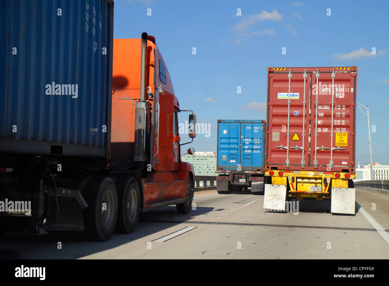 Miami Florida,Dolphin Expressway,highway,container tractor trailer ...