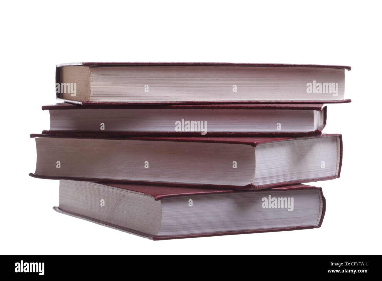 Isolated on white stack red book library object Stock Photo - Alamy