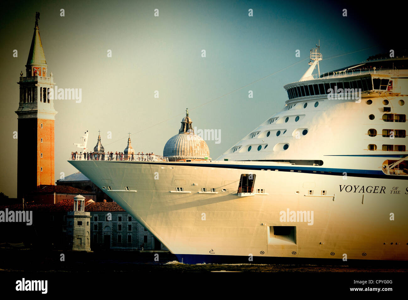 A liner prow in front of San Giorgio Maggiore, Venice, Italy Stock ...