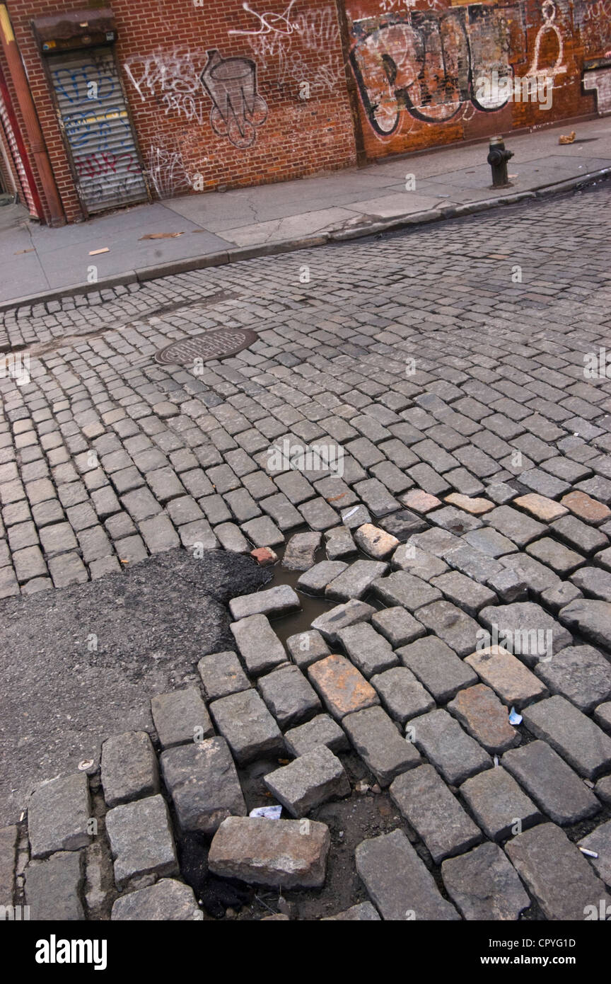 Cobblestone street in the Meatpacking District Stock Photo - Alamy