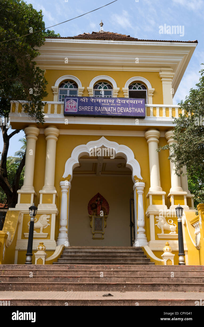 The temple of Ramnathi is located in Ramnathim, Bandivade in Goa Stock ...