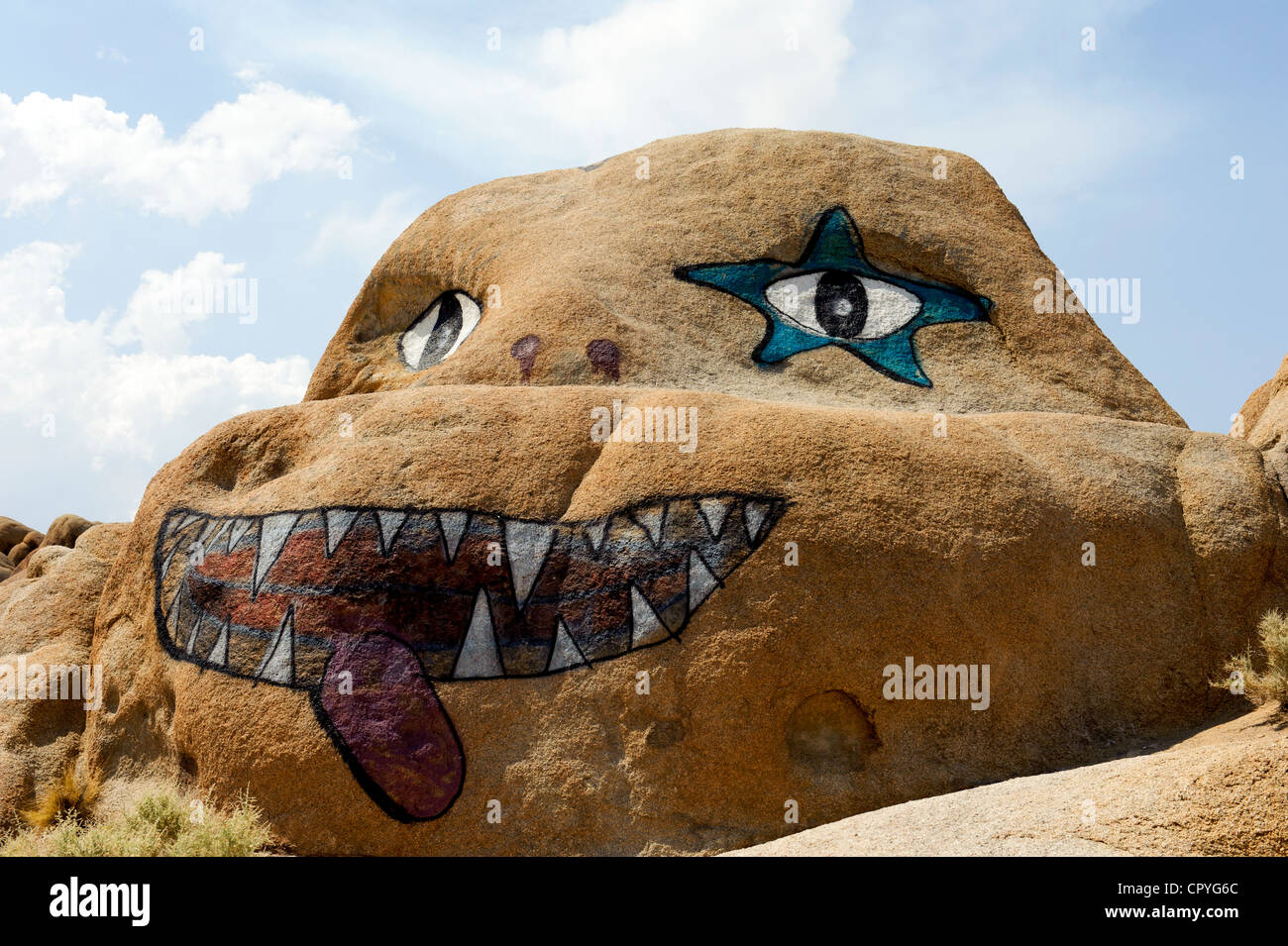 Rock Face painting in the Alabama Hills near Lone Pine, California, USA ...