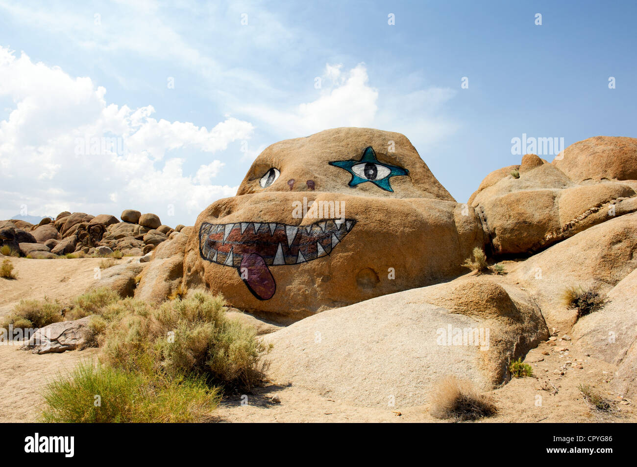Rock Face painting in the Alabama Hills near Lone Pine, California, USA ...